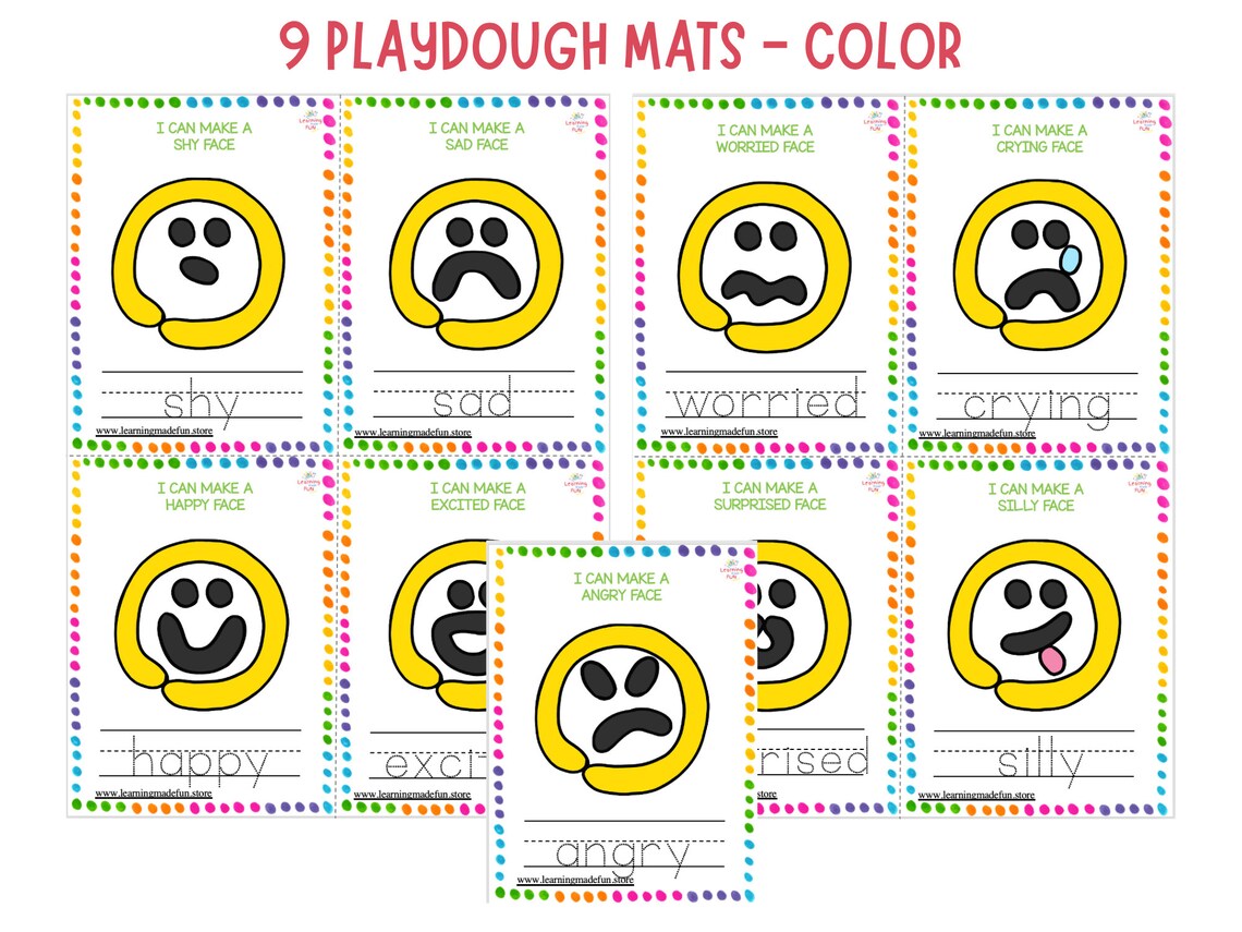 Feelings Play Dough Mats Emotions Cards Play Doh Mat Visual | Etsy