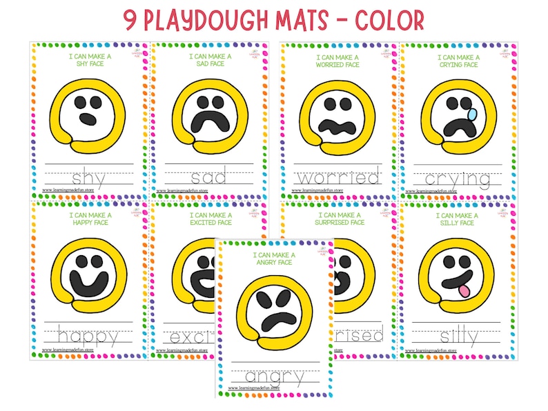 Feelings Play Dough Mats Emotions Cards Play Doh Mat Visual | Etsy