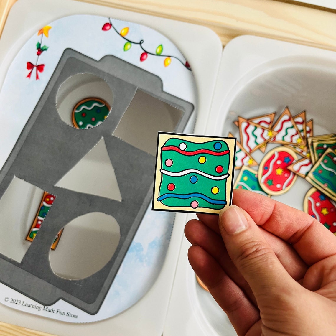 Christmas Shapes Sorting Flisat Insert, Cookie Theme (digital Download ...