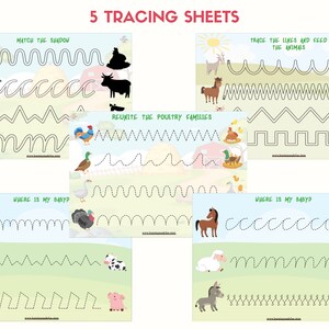 Farm Animals Tracing Practice, Fine Motor, Tracing Worksheets ...