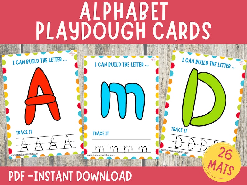 Alphabet Play Doh Cards Toddler Activities ABC Play Dough Mats | Etsy