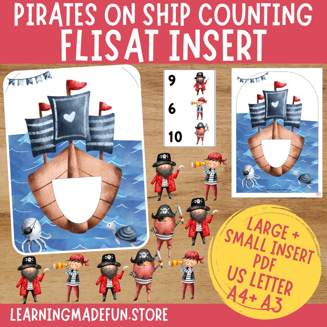 Pirates on Ship Counting, Printable Flisat Insert, Trofast Insert ...