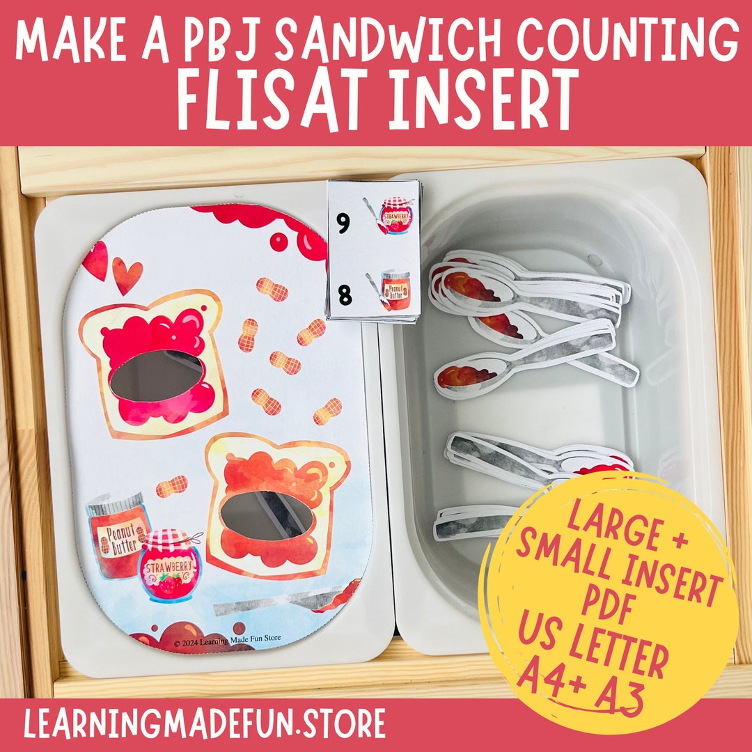 PB&J Sandwich Counting Flisat Insert, Preschool Math (digital Download ...