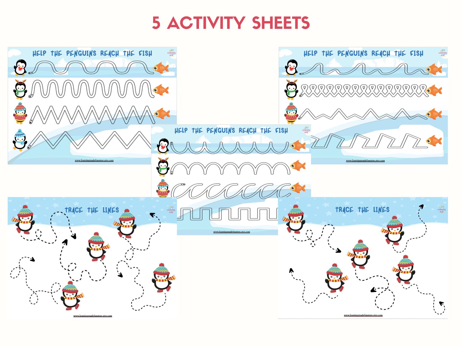 Penguins Tracing Practice Fine Motor Tracing Worksheets - Etsy
