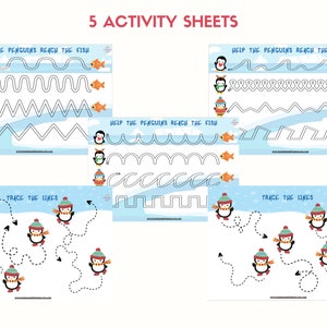Penguins Tracing Practice, Fine Motor, Tracing Worksheets, Preschool ...