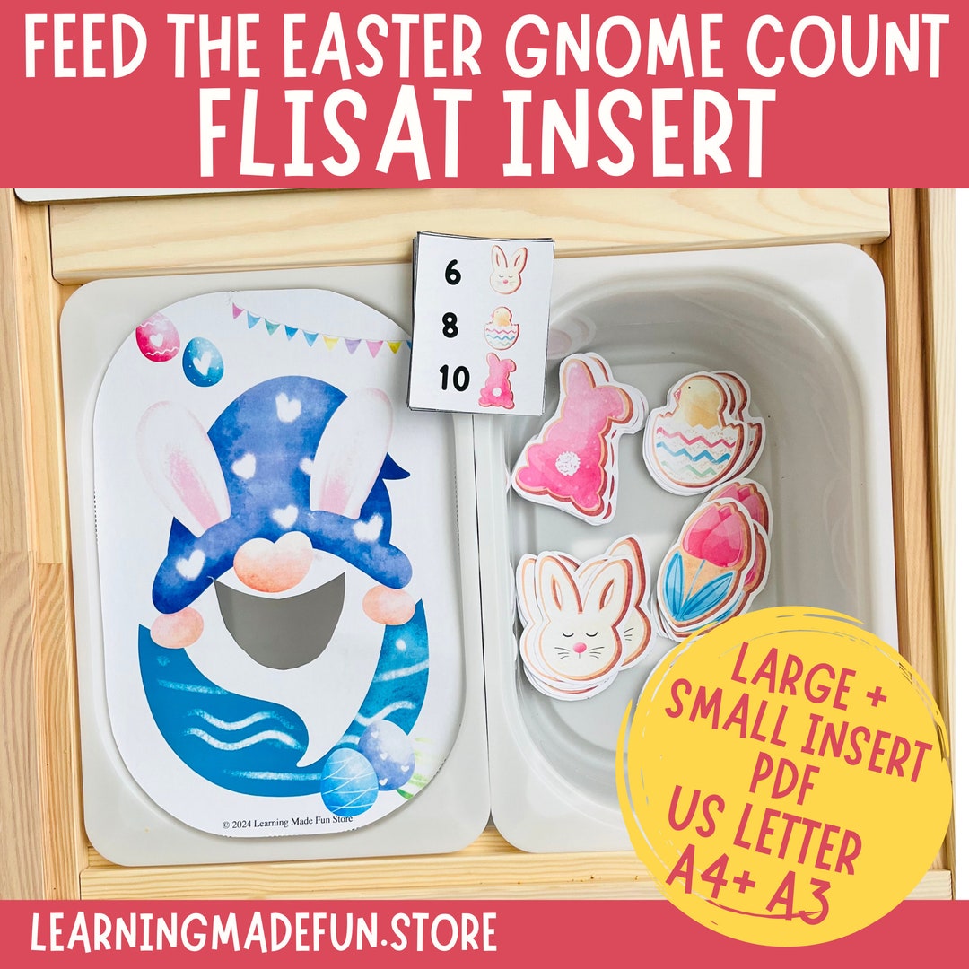 Feed the Easter Gnome Counting, Printable Flisat Insert, Trofast Insert ...