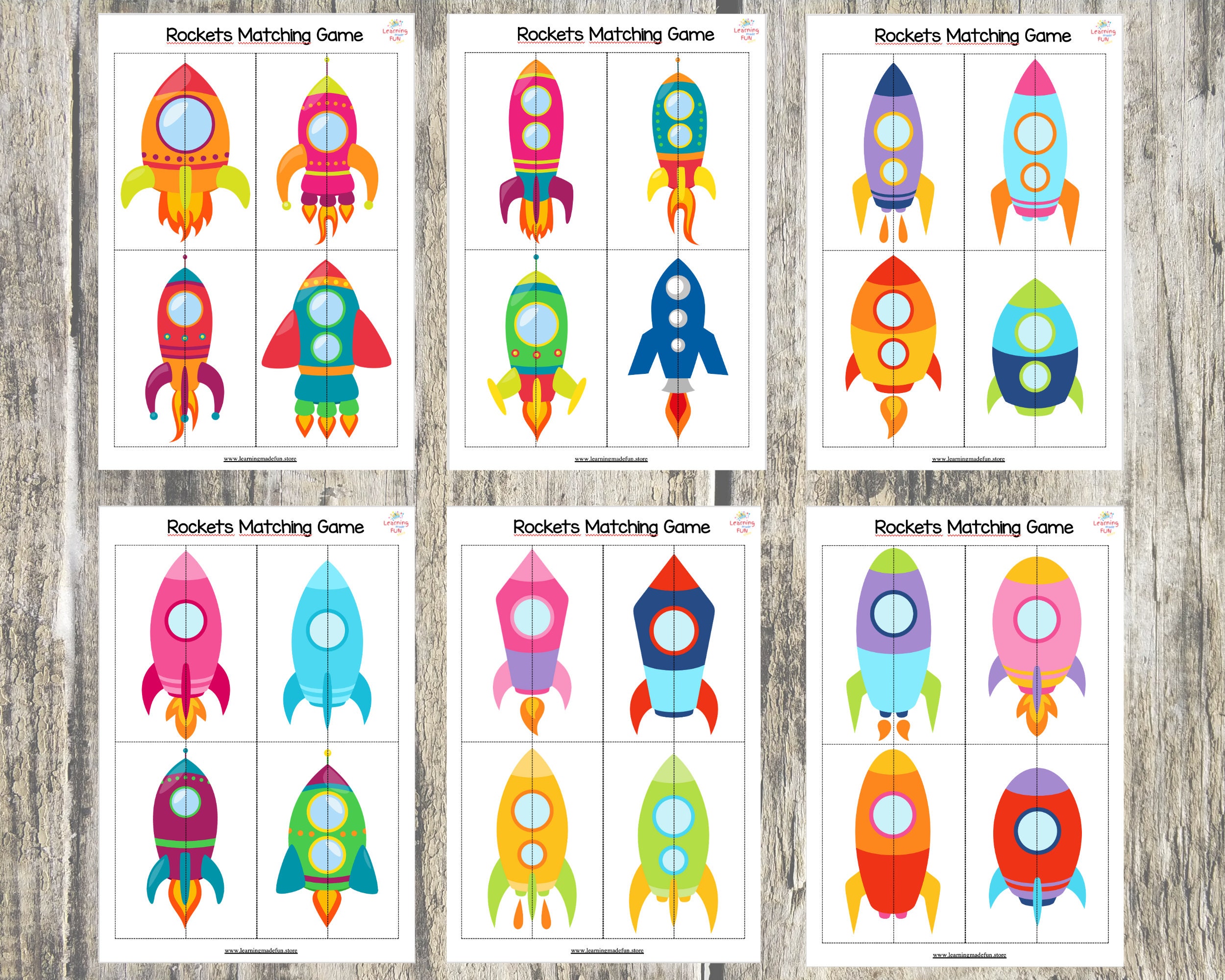 Space Rocket Matching Game: Preschool Learning Activity (digital ...