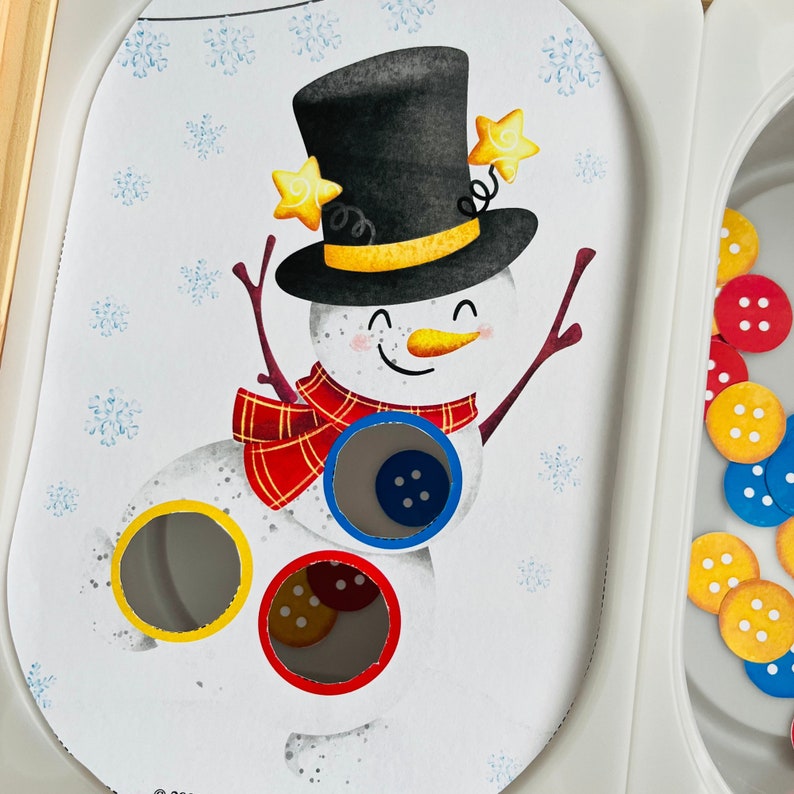 Snowman Colors Sorting Flisat Insert, Preschool Winter Activity ...