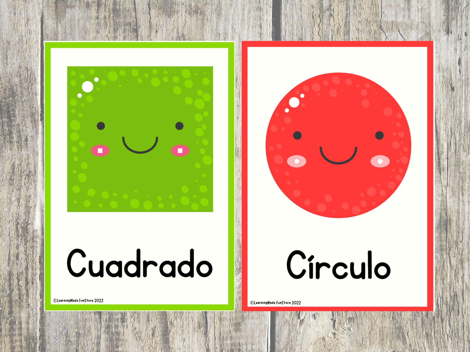 Shapes Flashcards in SPANISH 2D Shapes Preschool - Etsy