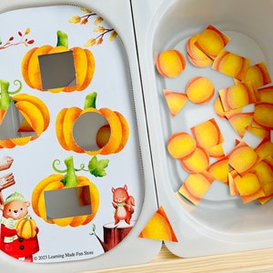 Pumpkin Shape Sorting Flisat Insert, Preschool Learning (digital ...
