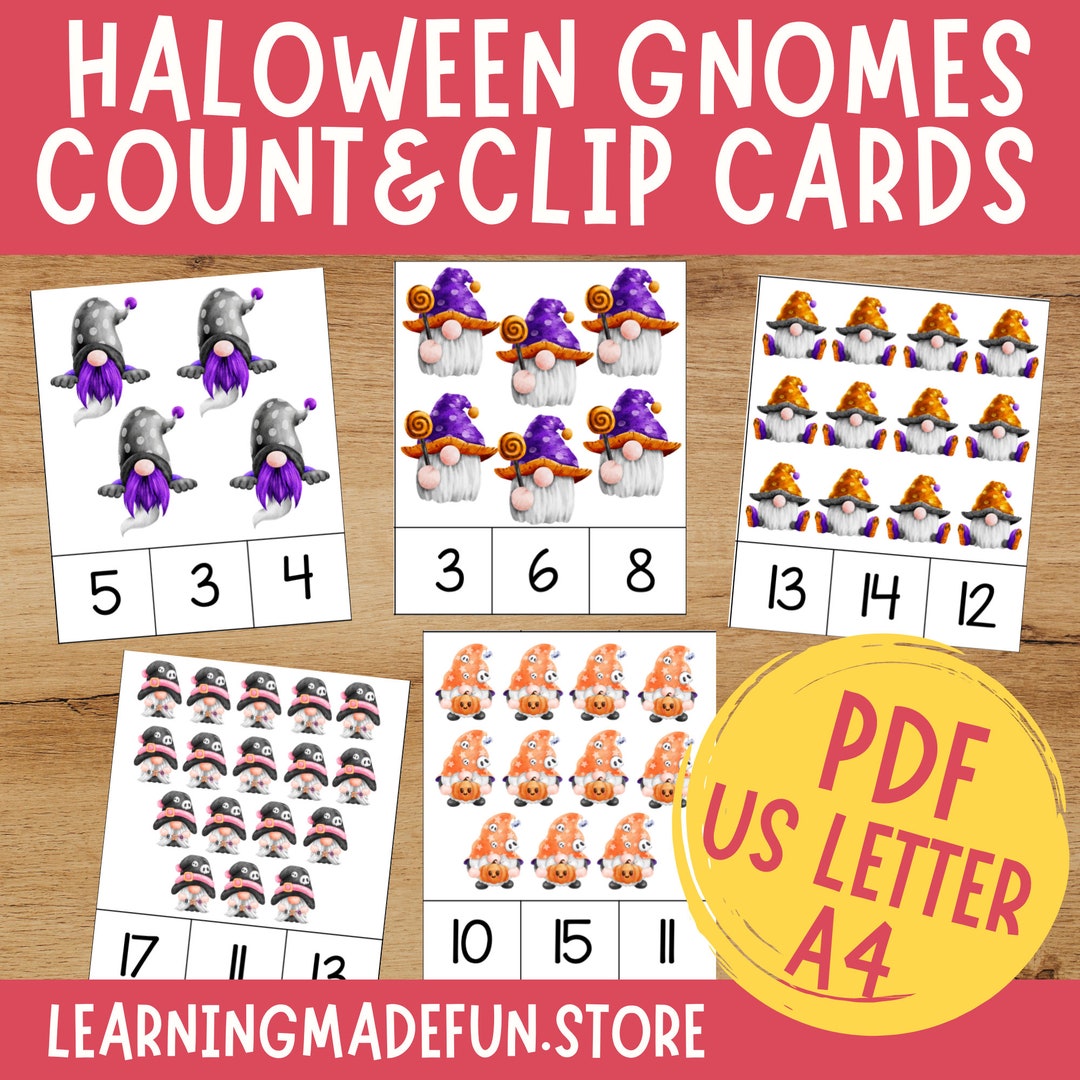 Halloween Count Clip Cards, Numbers 1-20 Count Activity, Montessori ...