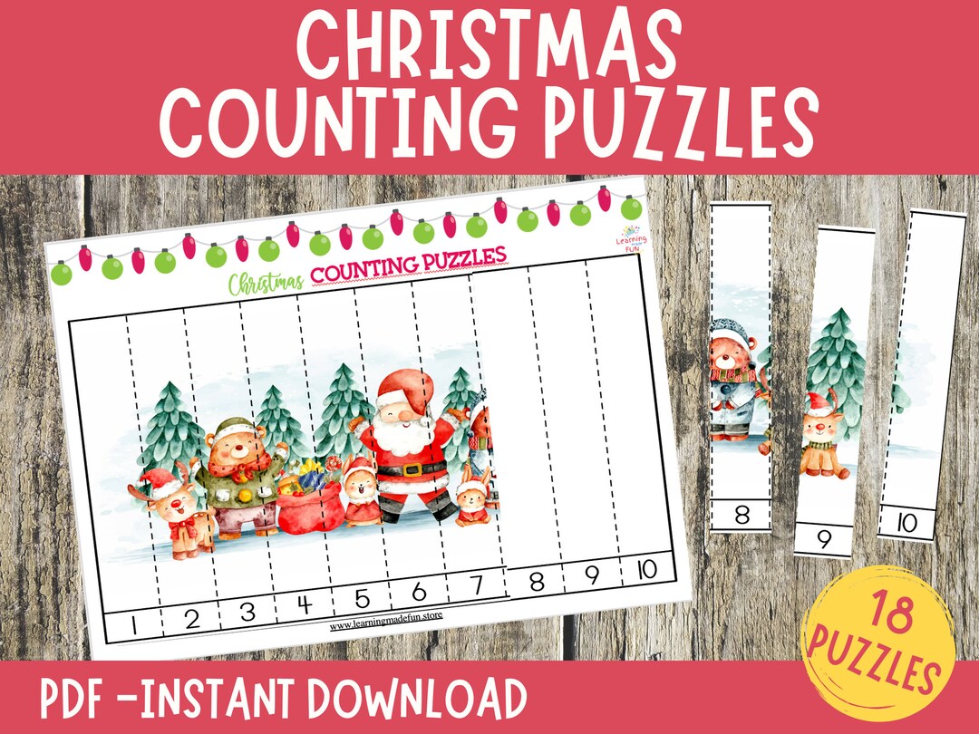 Christmas Preschool Skip Counting Puzzles by 2s 5s 10s, Printable ...