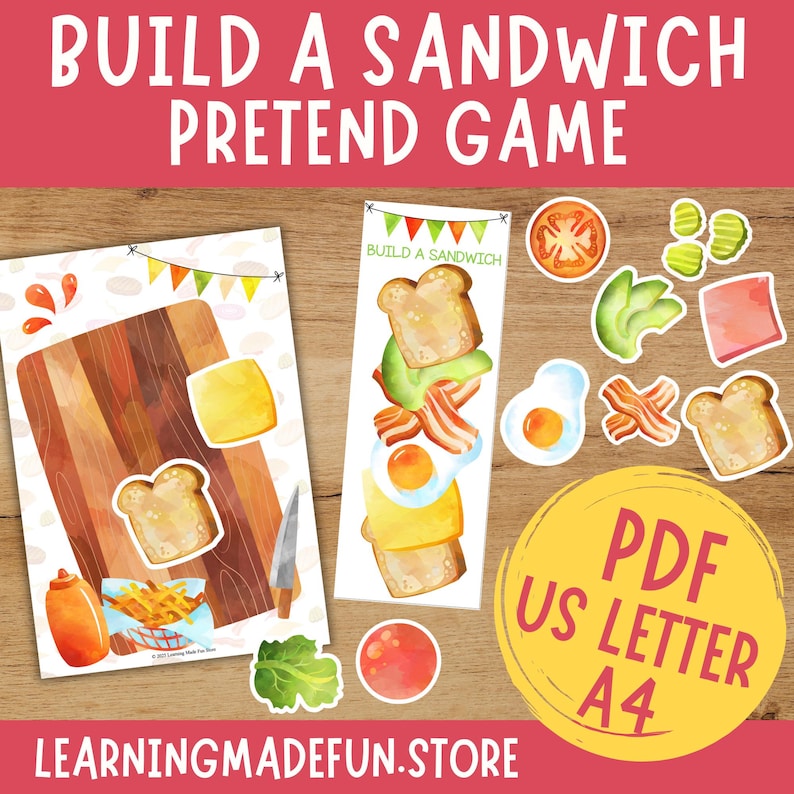 Build a Sandwich Pretend Play, Burger Dramatic Play, Preschool Center ...