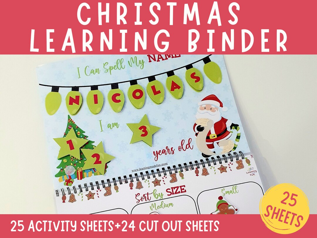 Christmas Busy Book, Learning Binder, Preschool Learning Activities ...