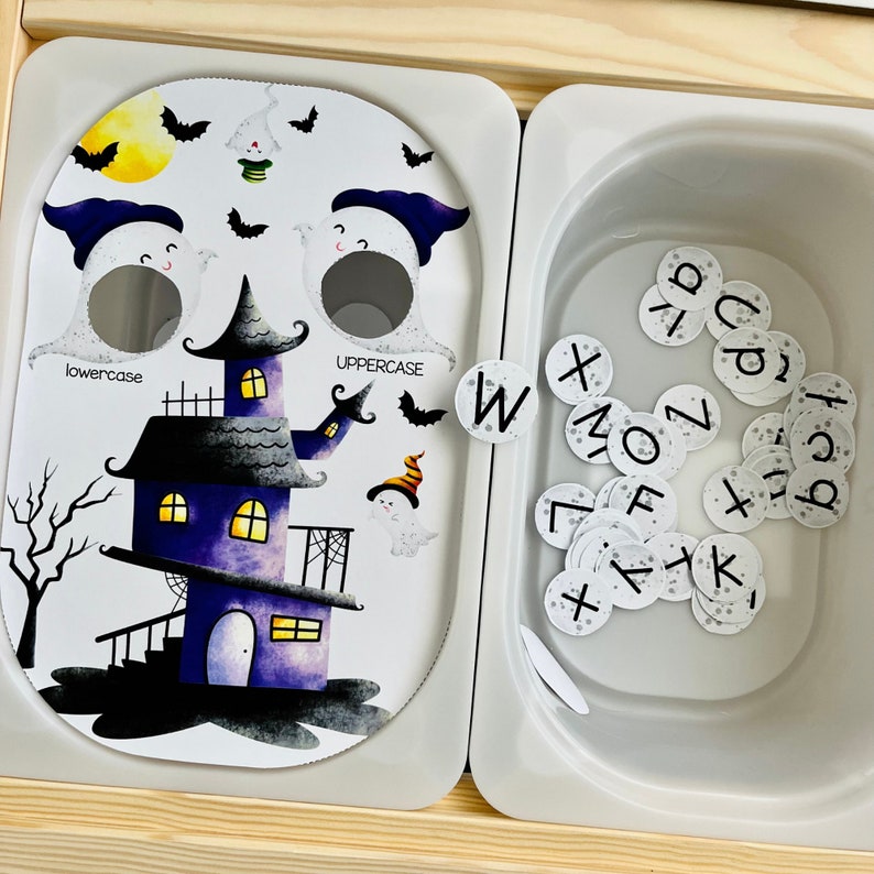 Halloween Letter Sorting Flisat Insert, Spooky Preschool Printable (PDF ...