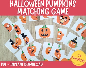 Printable Halloween Hats Matching Halves Game for Toddlers & - Etsy