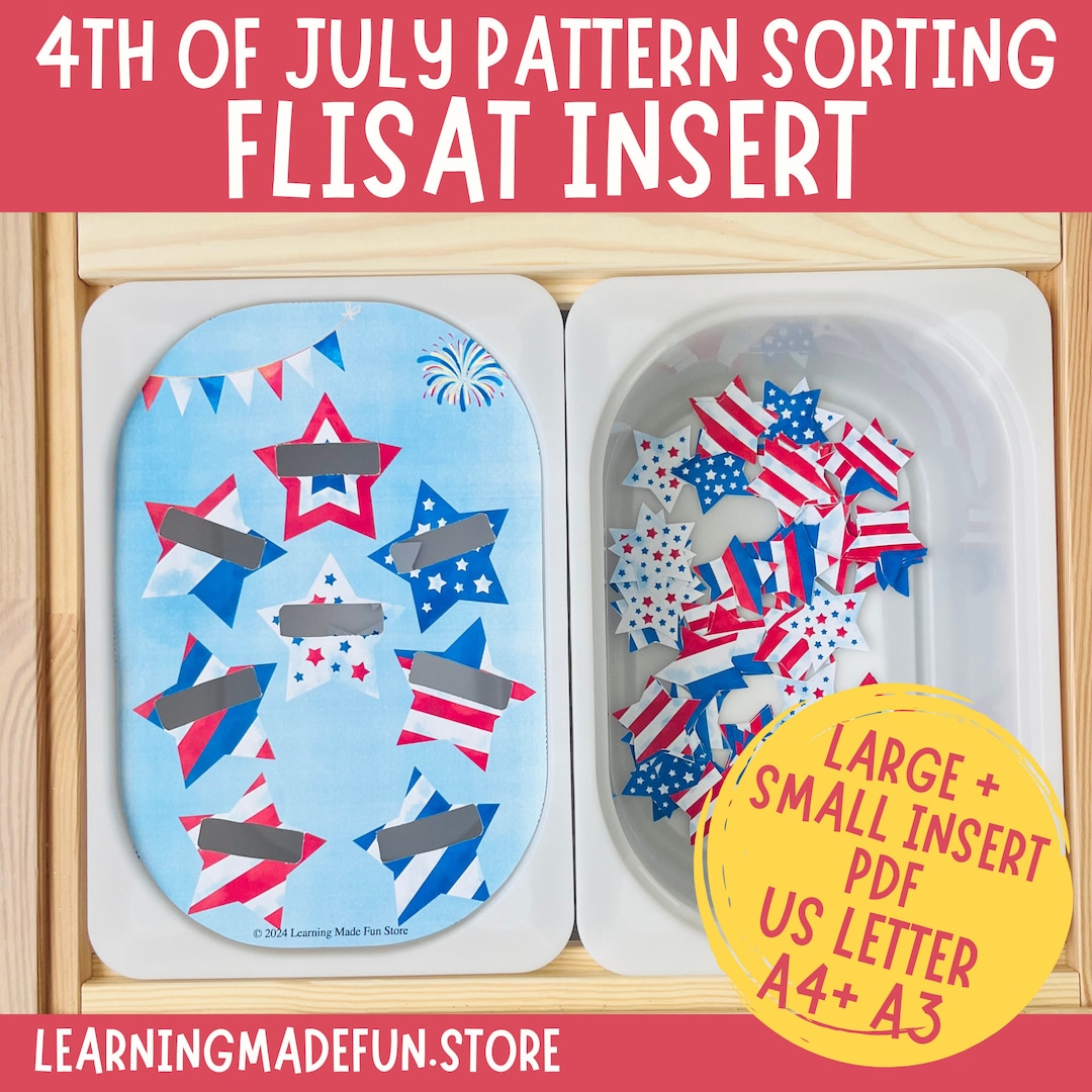4th of July Pattern Sorting, Printable Flisat Insert, Trofast Insert ...
