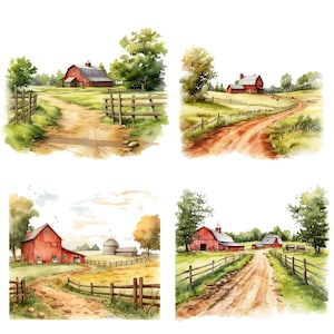 Watercolor Farm Animals PNG Clipart, Farm Clip Art, Commercial Use, Cow ...