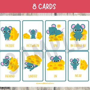 English Prepositions Flash Cards, Prepositions Cards, Preschool ...