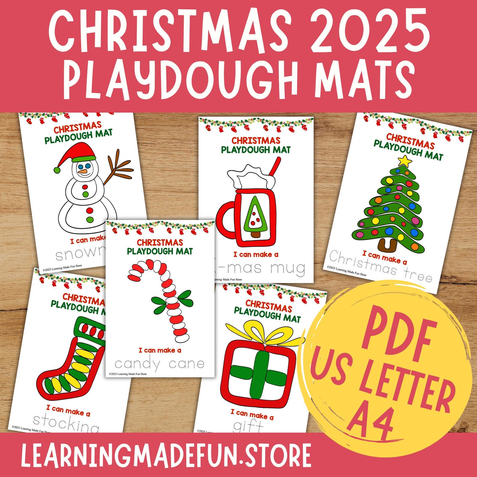 Christmas Playdough Mats | Holiday Fine Motor Skills (PDF) - Etsy