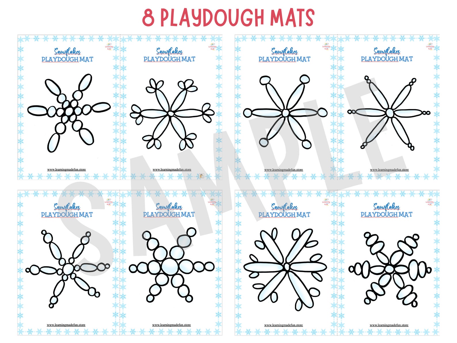 Snowflakes Play Dough Mats Printable Play Doh Toddler | Etsy