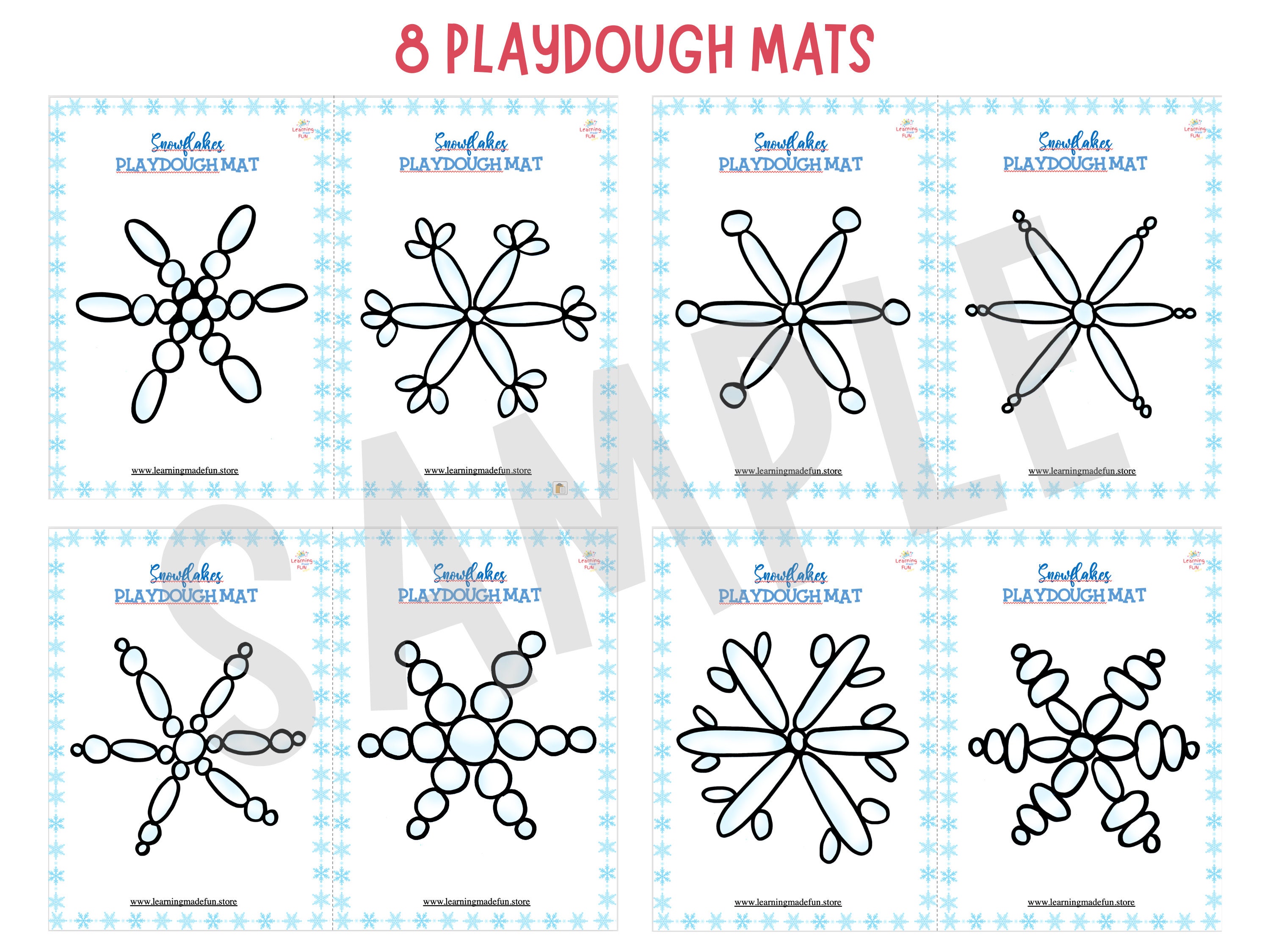 Snowflake Play Dough Mats: Winter Fine Motor Activity (printable PDF ...