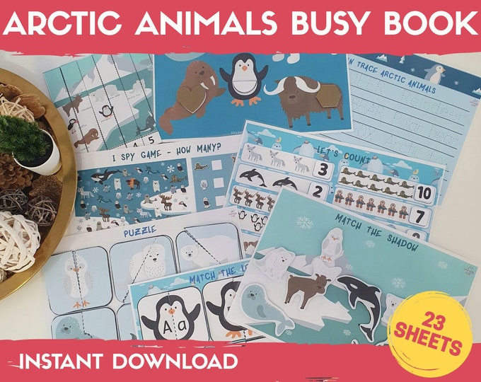 Arctic Animals Toddler Busy Book Printable, Learning Binder ...