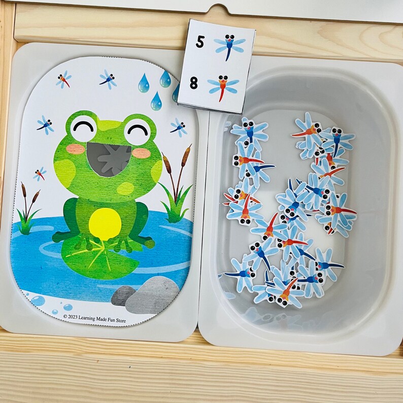 Feed the Frog Counting Flisat Insert, Pond Activity (printable) - Etsy