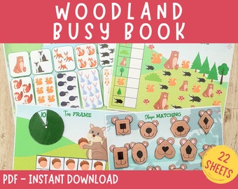 Woodland Animal Busy Book Printable Forest Animals Matching - Etsy