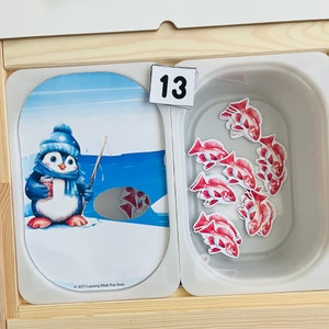 Penguin Fishing Counting to 20, Printable Flisat Insert, Trofast Insert ...