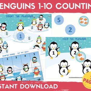 Penguin Counting Activity: Numbers 1-10, Toddler Homeschool (digital ...