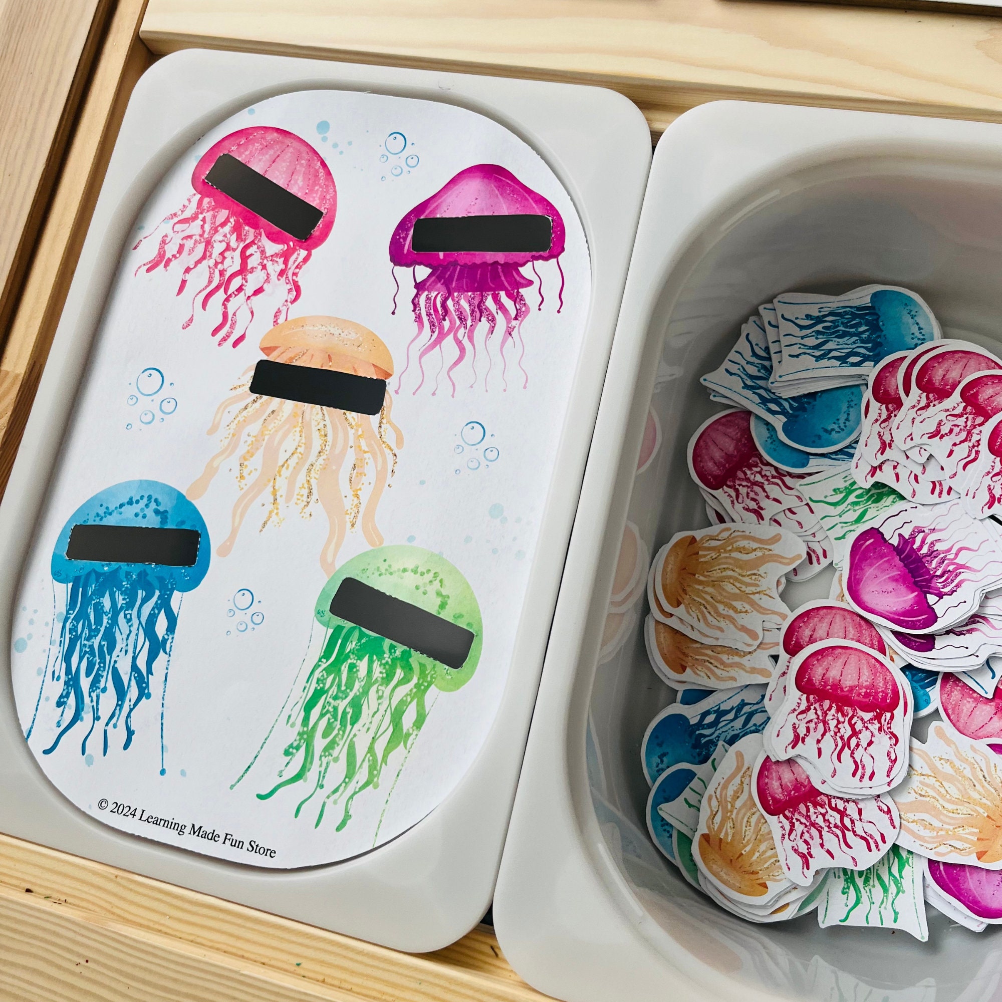Jellyfish Color Sorting Flisat Insert: Preschool Printable (digital ...