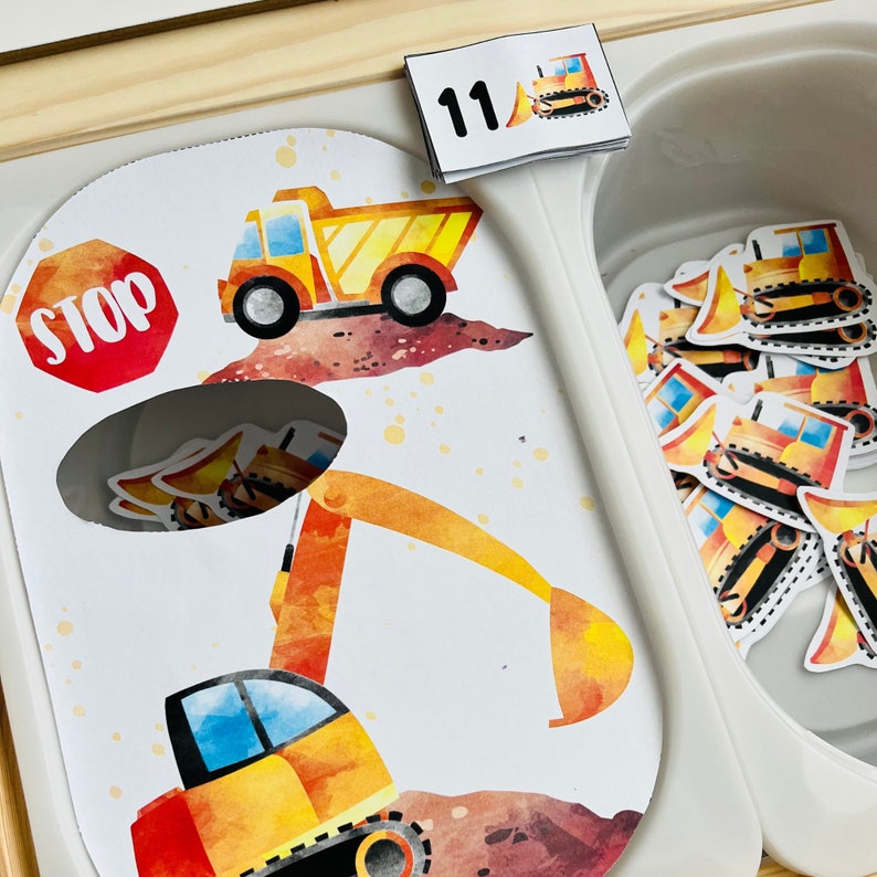Construction Vehicles Counting Flisat Insert (digital Download) - Etsy
