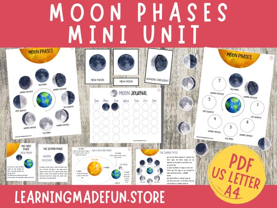 Moon Phases Unit Study Phases of the Moon Learning Activity - Etsy