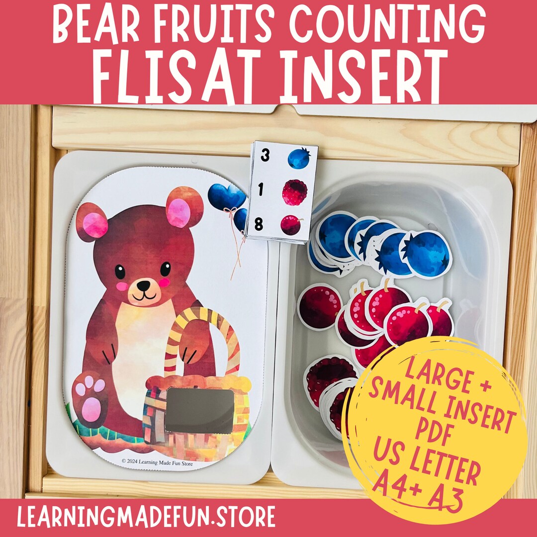 Bear Fruits Counting, Printable Flisat Insert, Trofast Insert ...