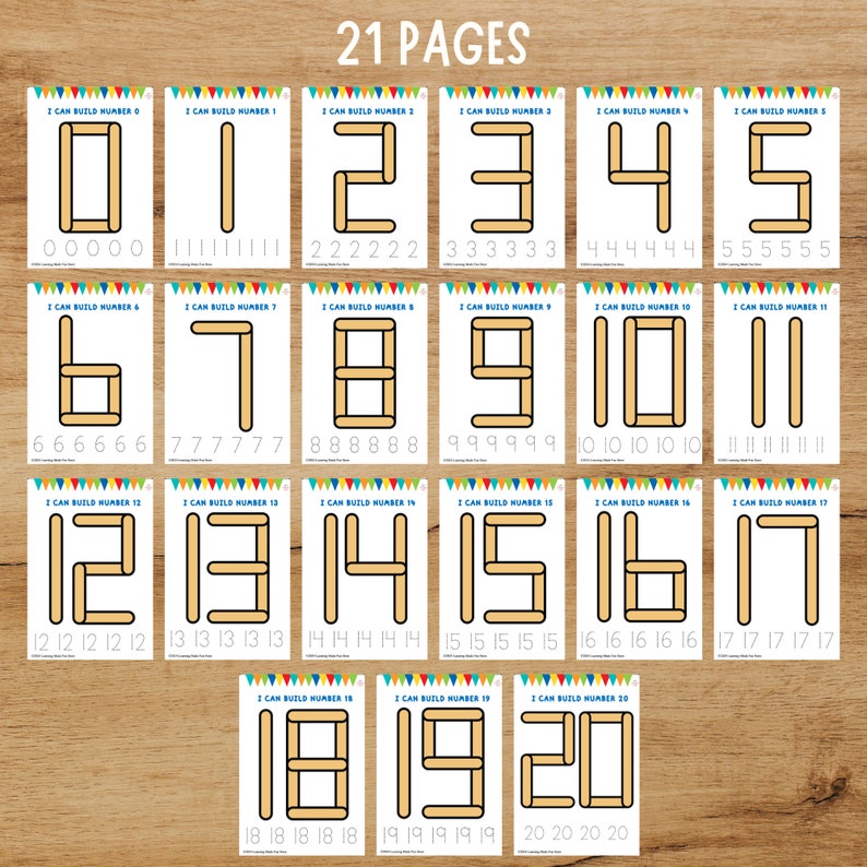 Popsicle Stick Number Formation Flashcards: Math Learning (PDF) - Etsy