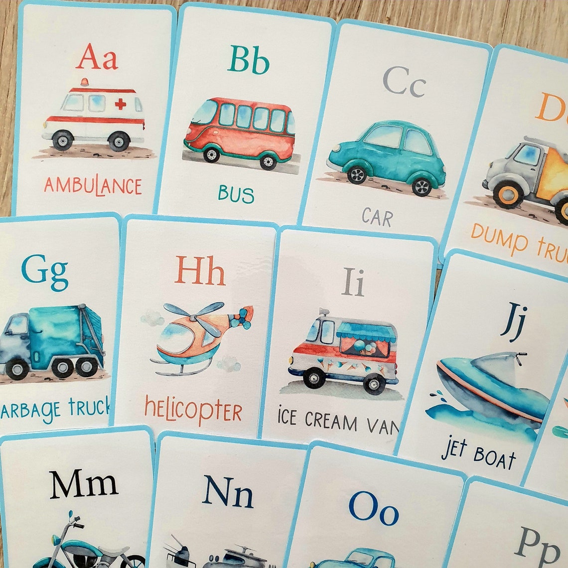 Alphabet Flashcards Transportation Cards Preschool Flash - Etsy