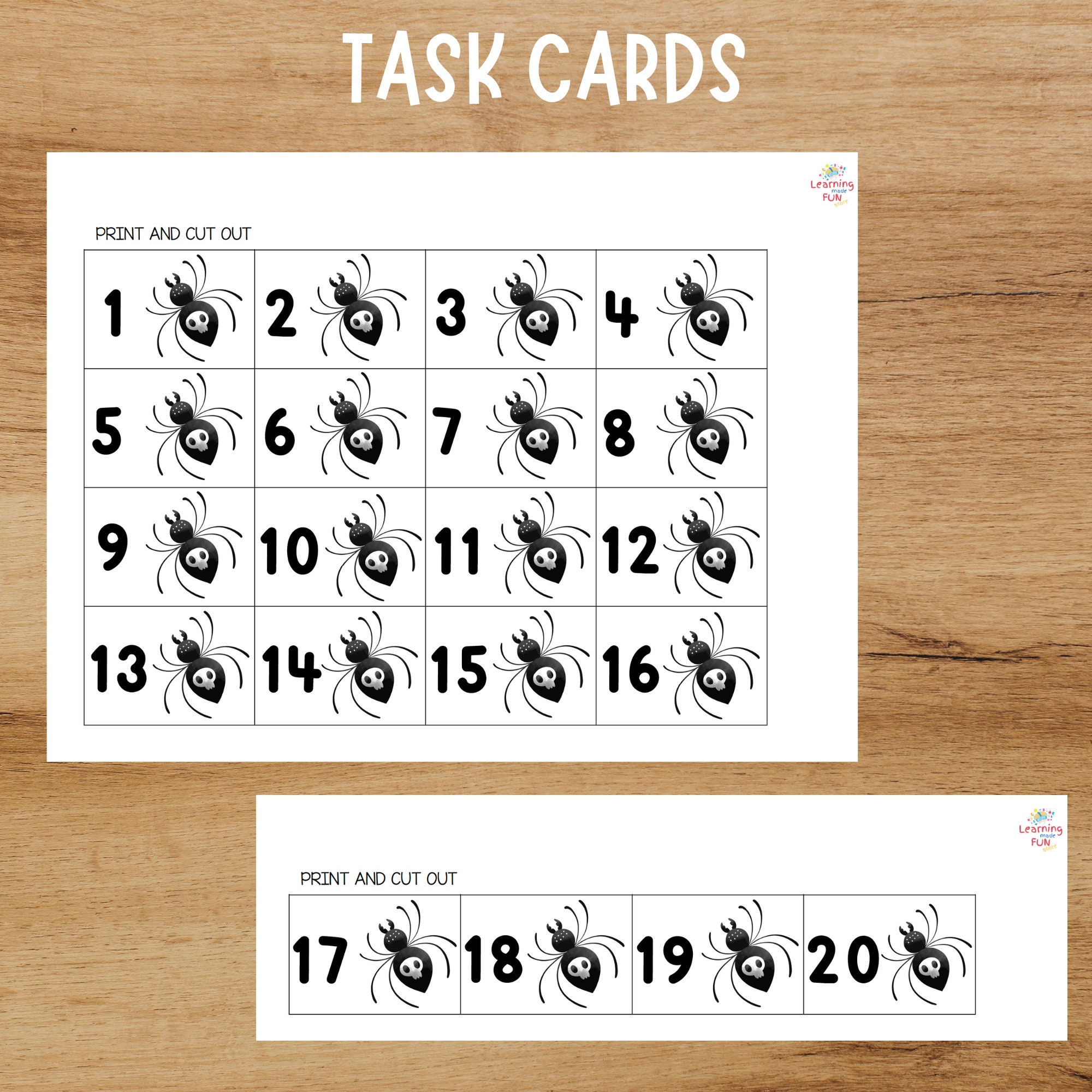 Spiders Counting to 20 Printable Flisat Insert, Trofast Insert ...