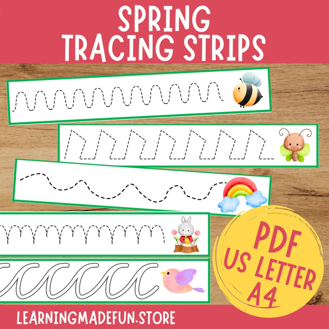 Spring Tracing Practice, Tracing Strips, Fine Motor Skills, Preschool ...