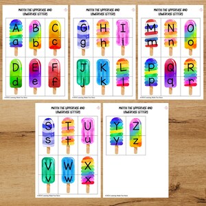ABC Matching Game, Summer Alphabet, Popsicles Matching Activity ...