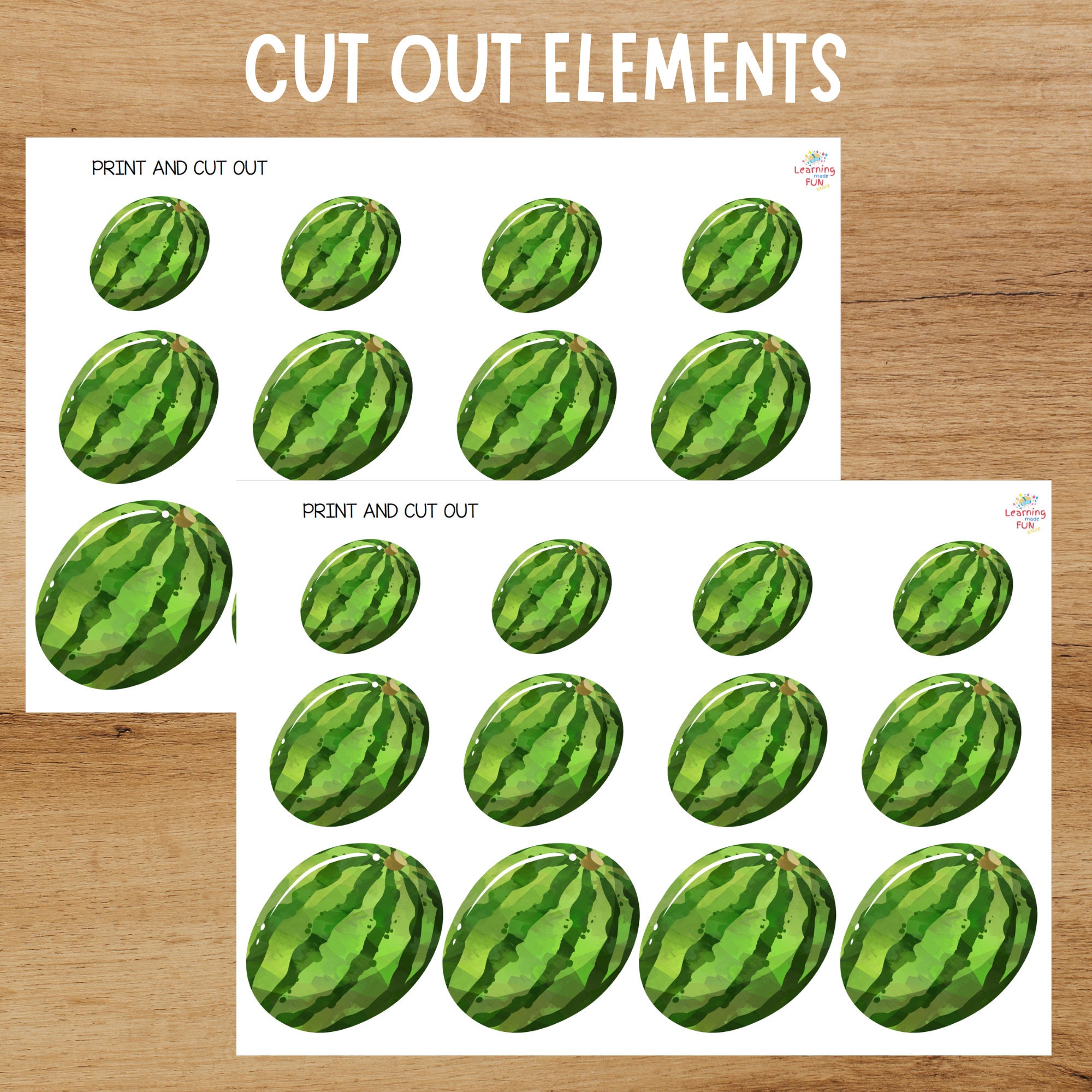 Watermelon Size Sorting, Printable Flisat Insert, Trofast Insert ...