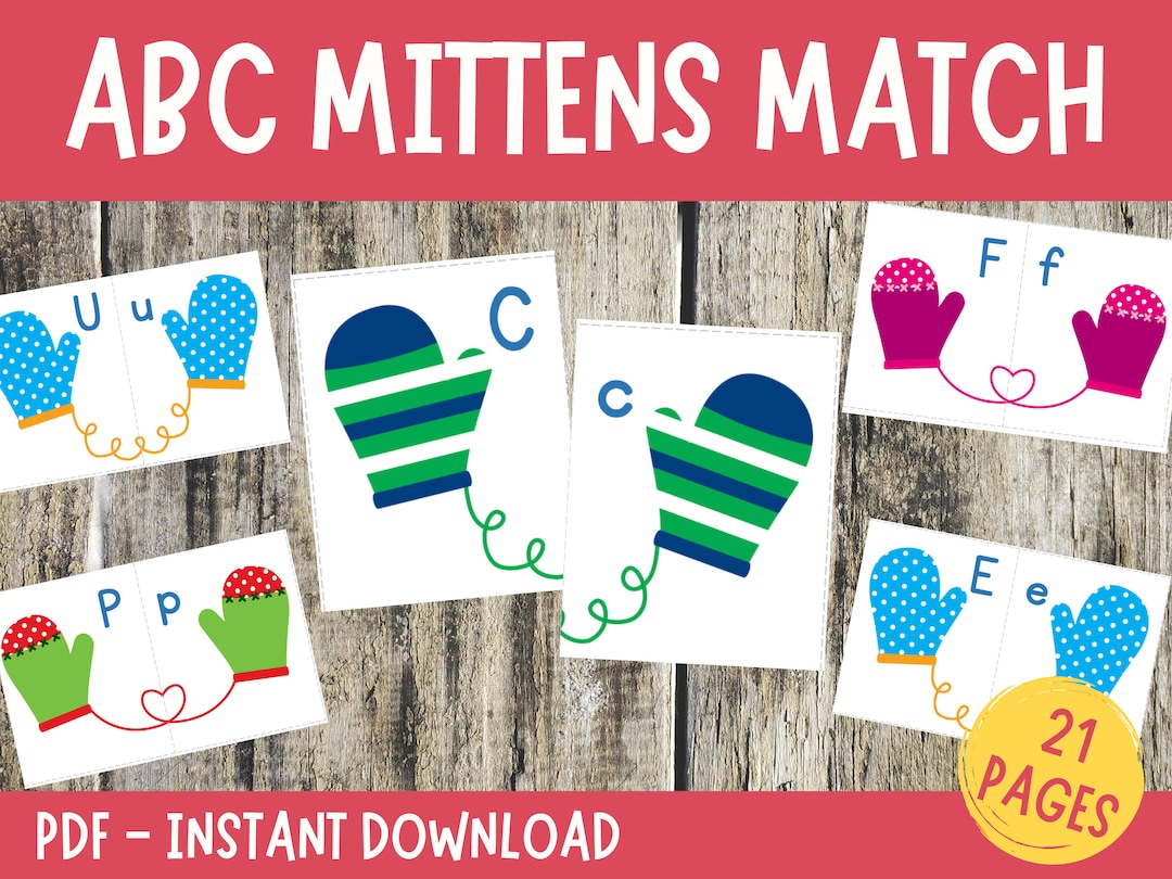 ABC Mittens Matching Game: Uppercase Lowercase Letters (digital ...