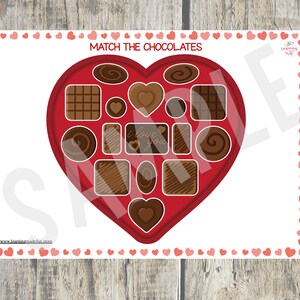 Valentine's Day Chocolate Matching Game: Shapes Learning (digital ...