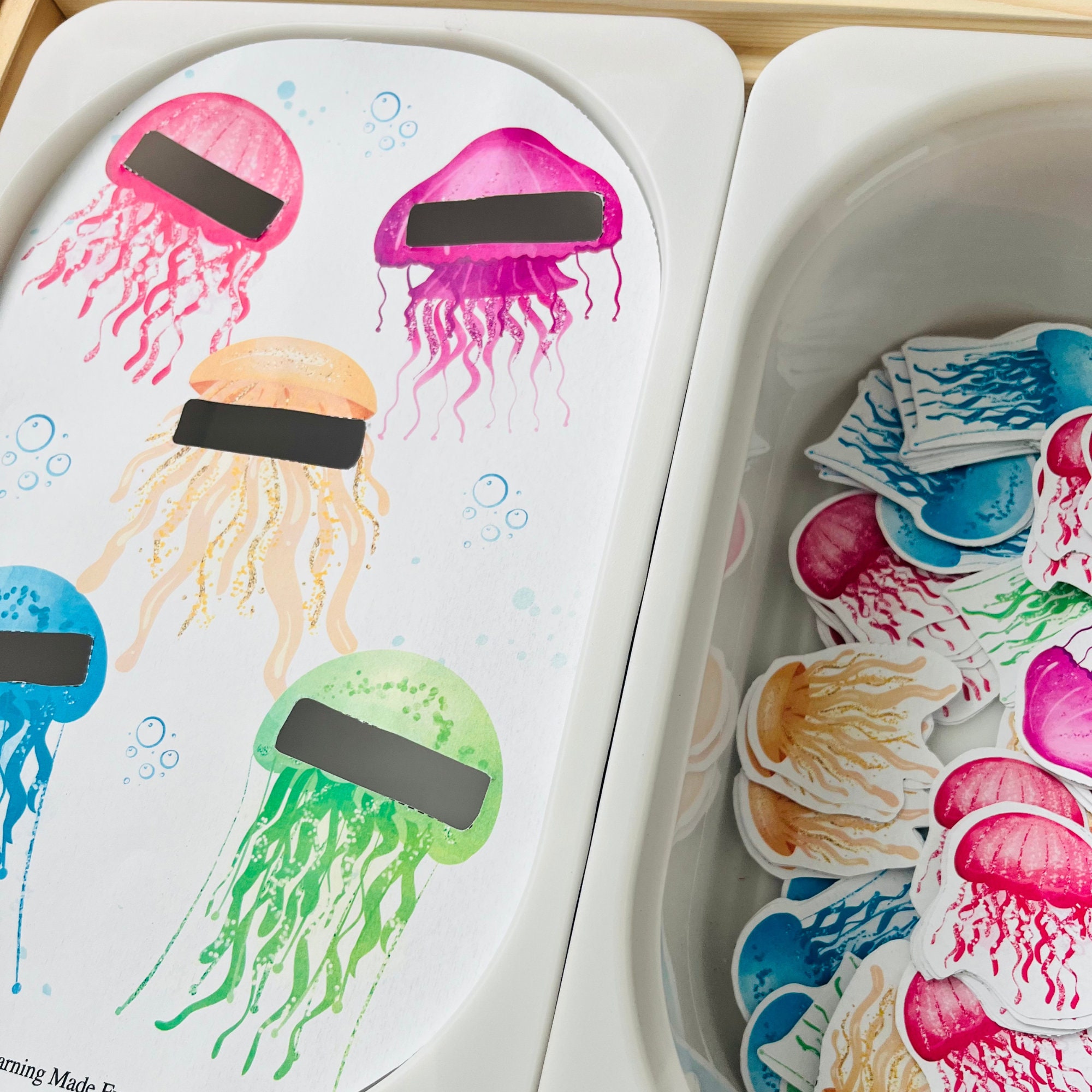 Jellyfish Color Sorting Flisat Insert: Preschool Printable (digital ...