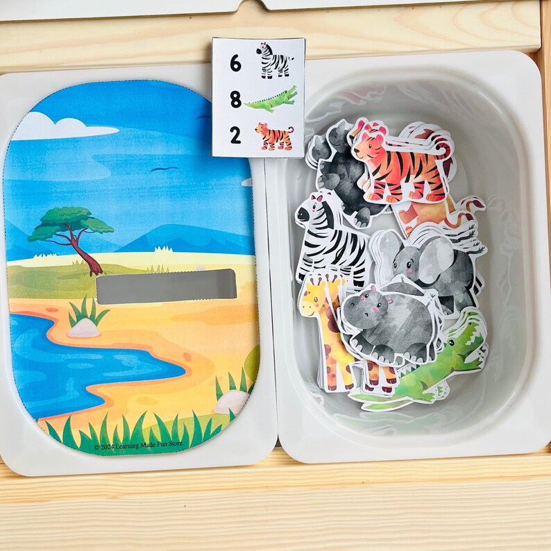 Safari Animals Counting Flisat Insert, Preschool Learning (digital ...