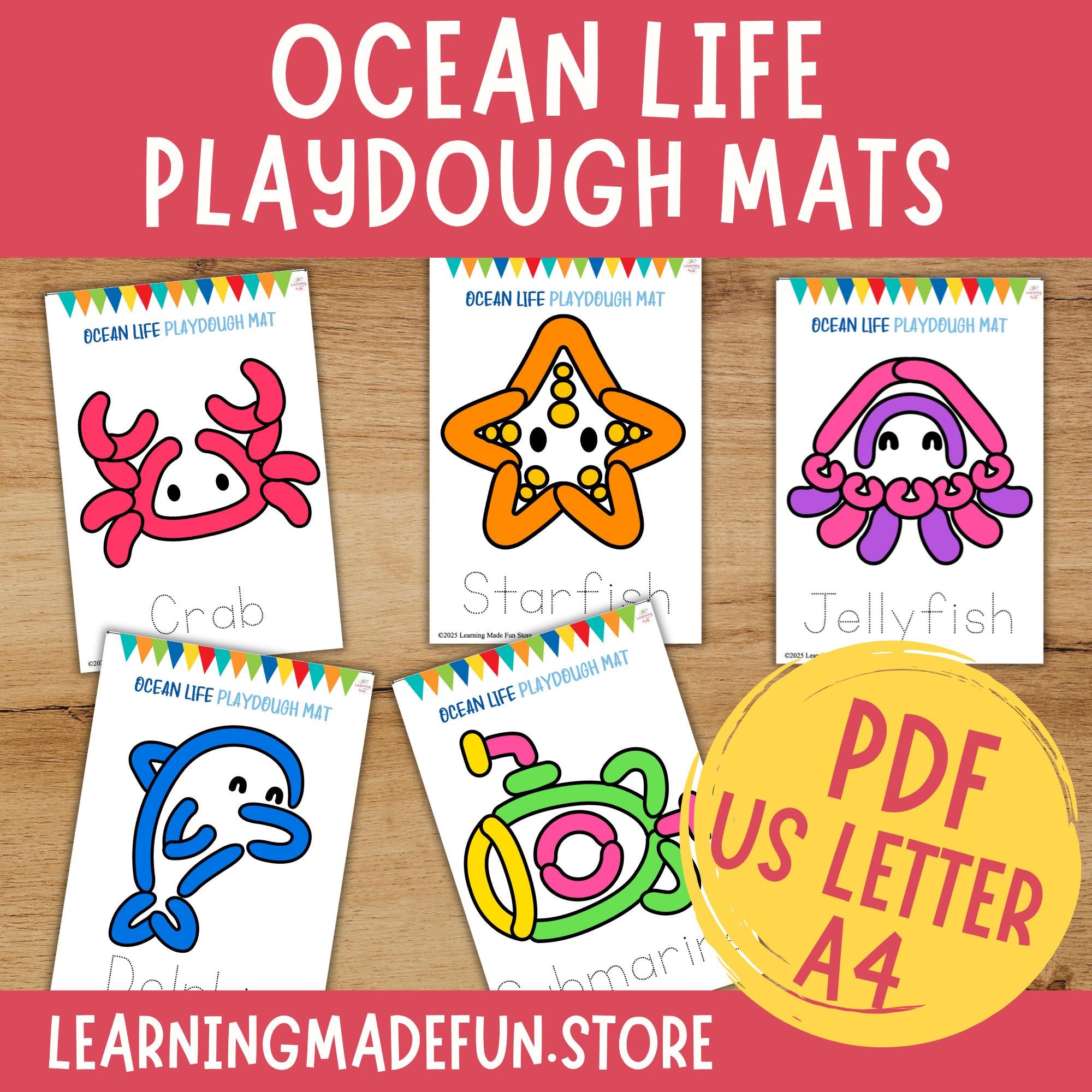 Ocean Life Play Dough Mats: Fine Motor Skills Activity (digital ...