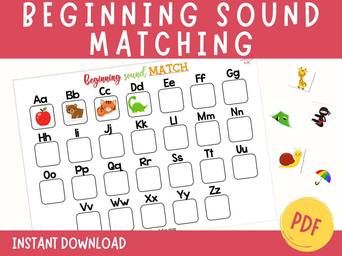 Beginning Sounds Matching Activity Alphabet Practice Letter - Etsy