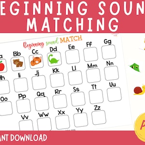 Beginning Sounds Matching Activity, Alphabet Practice, Letter Sounds ...