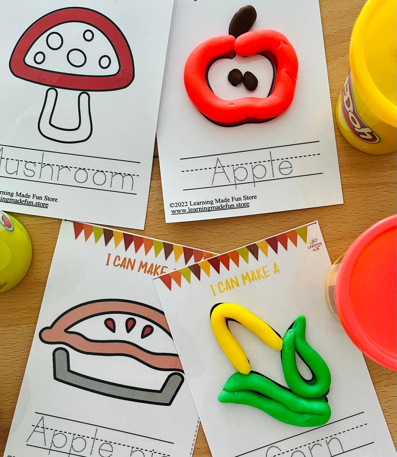 Fall Play Dough Mats Preschool Printables Play Doh Mats - Etsy