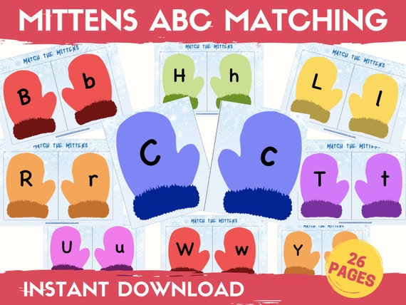 ABC Matching Game Winter Alphabet Mittens Matching Activity - Etsy